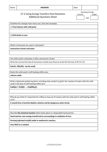 KS4 GCSE Chemistry AQA C7 Energy Changes 7 PPTS 13WS 11MS Topic Bundle ...