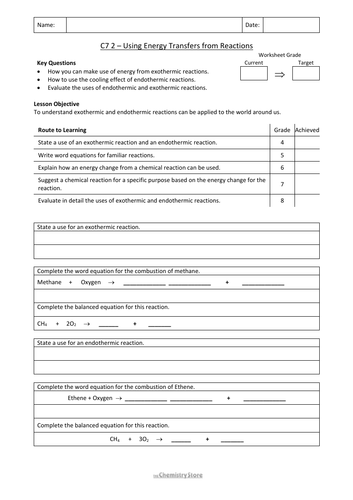 KS4 GCSE Chemistry AQA C7 Energy Changes 7 PPTS 13WS 11MS Topic Bundle ...