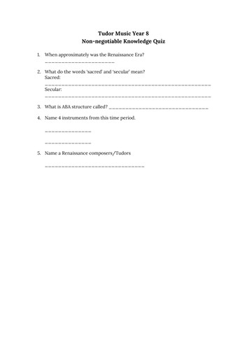 Tudor and Renaissance Music KS3 BUNDLE | Teaching Resources