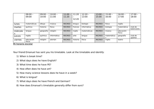 Spanish My School Topic Lesson 3 | Teaching Resources