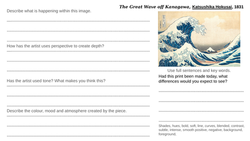 Hokusai Worksheet | Teaching Resources