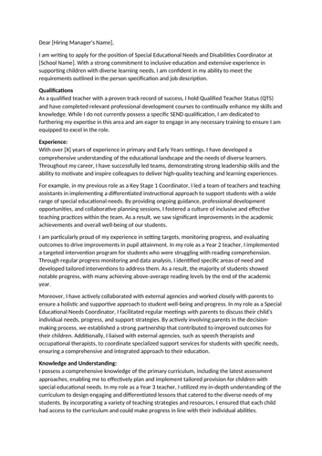 x3 SENDCo Job Application - Personal Statement, Letter | Teaching Resources
