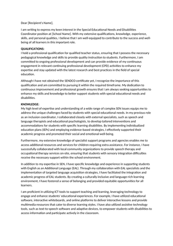 x3 SENDCo Job Application - Personal Statement, Letter | Teaching Resources