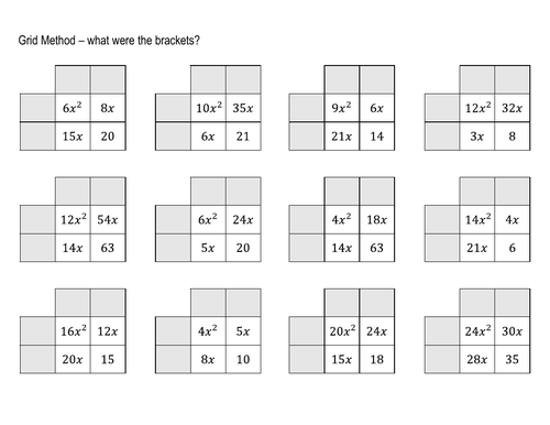 Factorising Non-Monic Quadratics - Grid Tasks | Teaching Resources