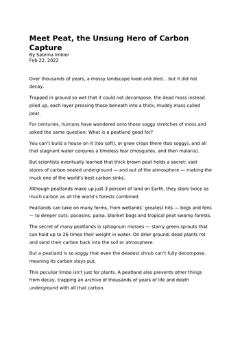 GCSE - Peat bogs lesson | Teaching Resources