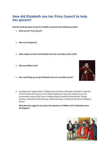 GCSE History - Early Elizabethan England KT1 | Teaching Resources
