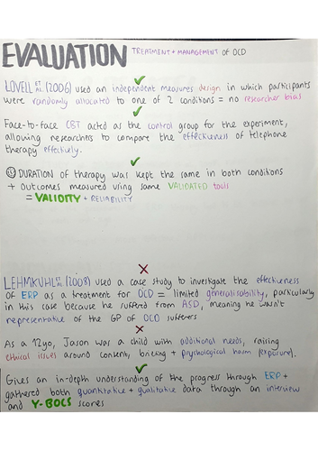 OCD Handwritten notes - Abnormal/Clinical Psychology - A Level ...