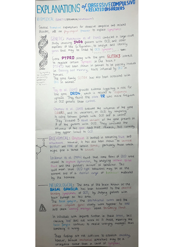 OCD Handwritten notes - Abnormal/Clinical Psychology - A Level ...