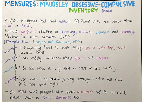 OCD Handwritten notes - Abnormal/Clinical Psychology - A Level ...