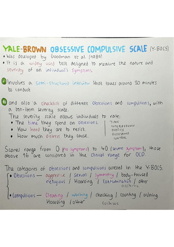 OCD Handwritten notes - Abnormal/Clinical Psychology - A Level ...