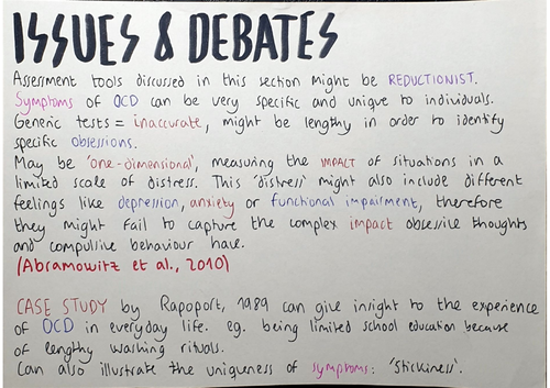 OCD Handwritten notes - Abnormal/Clinical Psychology - A Level ...