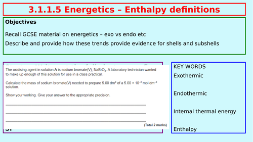1. Energetics Introduction - AS Chemistry | Teaching Resources