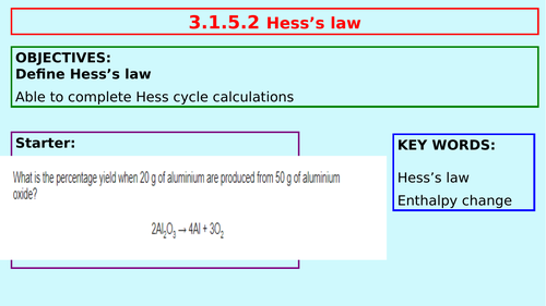 2. Hess's law - AS Chemistry | Teaching Resources