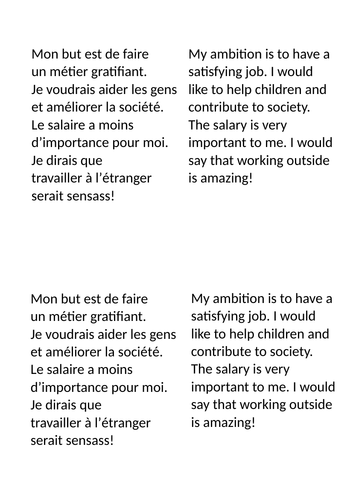 Qu'est-ce que tu voudrais faire? Talking about what jobs you would like ...