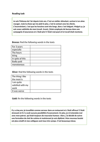 Qu'est-ce que tu voudrais faire? Talking about what jobs you would like ...