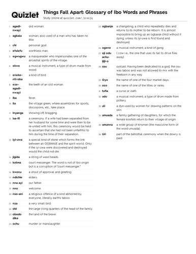 Things Fall Apart Context Lesson, Character List and Exam Questions ...