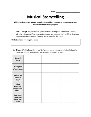 Musical Storytelling - Video Games | Teaching Resources