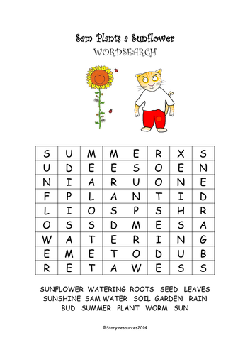 SAM PLANTS A SUNFLOWER TEACHING RESOURCES FOR STORY ~ EYFS KS1 LITERACY ...