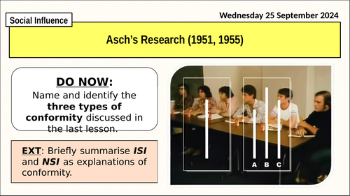AQA A-Level Psychology - ASCH'S RESEARCH (1951; 1955) [Social Influence ...