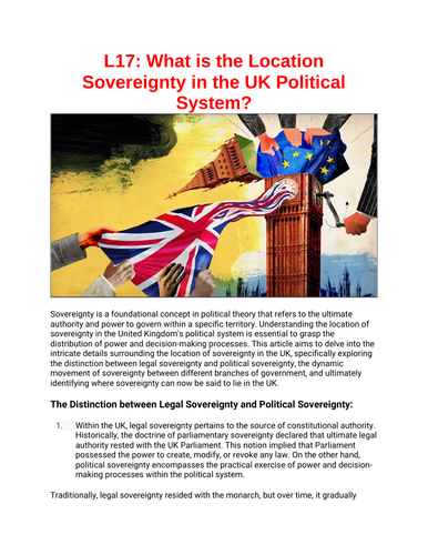 Sovereignty UK Politics | Teaching Resources