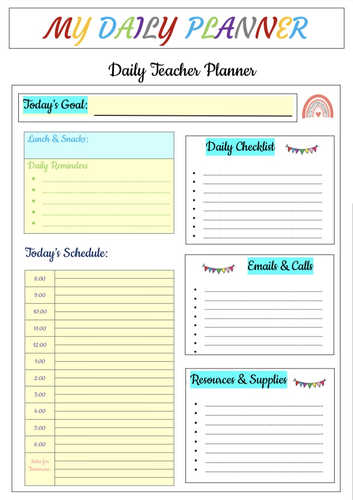 Teacher Daily & Weekly Planner | Teaching Resources
