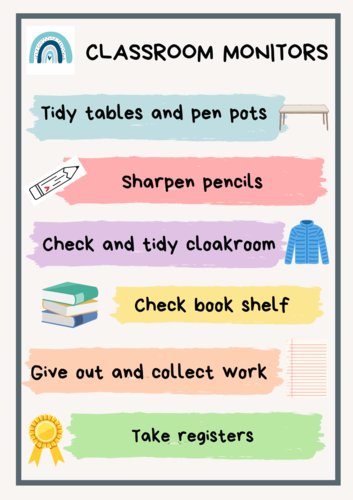 Classroom Monitors and Classroom Rules Posters | Teaching Resources