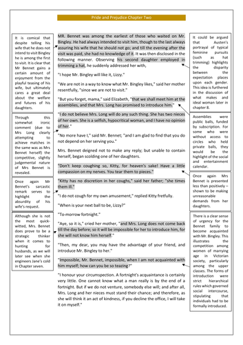 Pride and Prejudice Chapter Two Fully Annotated | Teaching Resources
