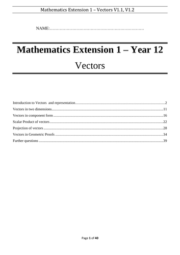 Mathematics Extension 1 Booklets (Year 12 - HSC) | Teaching Resources
