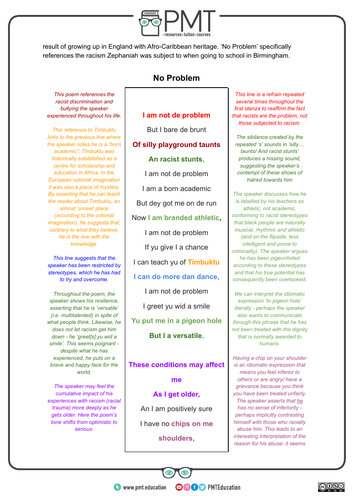 No Problem poetry lesson Benjamin Zephaniah analysing SMILE poetic ...