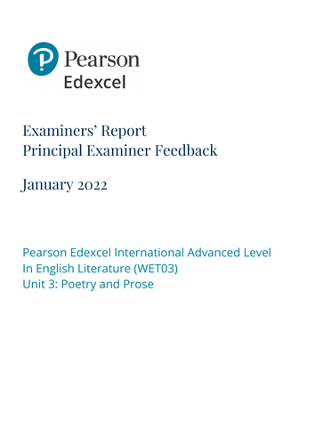 Edexcel IAL English Literature, Unit 3 - Poetry and Prose | Teaching ...
