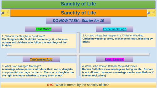 Sanctity of Life | Teaching Resources