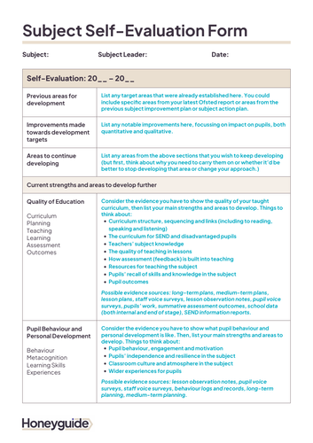 Subject Leader Pack Evaluating Impact / Planning Ahead | Teaching Resources