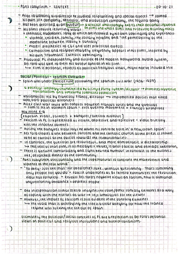 A-LEVEL FILM STUDIES | Pan's Labyrinth context and revision notes ...