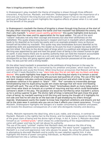 GCSE grade 9 macbeth essay on the theme of kinghsip AQA/edexcel ... GCSE grade 9 macbeth essay on the theme of kinghsip AQA/edexcel ...