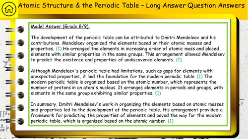 Chemistry Paper 1 Revision MCQs & Long Answer Questions AQA GCSE ...