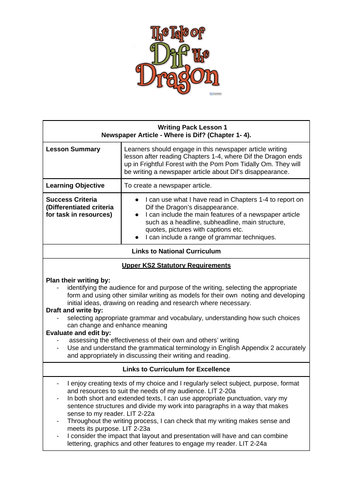 The Tale of Dif the Dragon KS2 Full SOW | Teaching Resources
