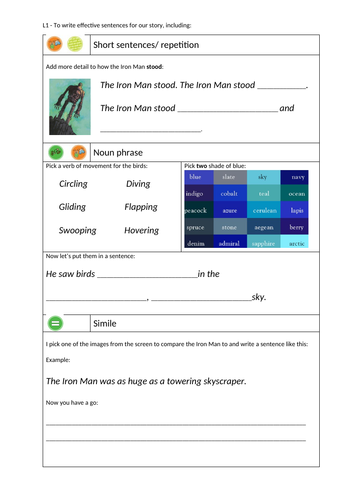 The Iron Man - Sentence Stacking Lesson 1 resources - Year 4 Narrative ...