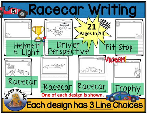 Racecar Writing Papers | Teaching Resources