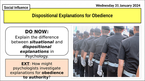 AQA A-Level Psychology - DISPOSITIONAL EXPLANATIONS FOR OBEDIENCE ...