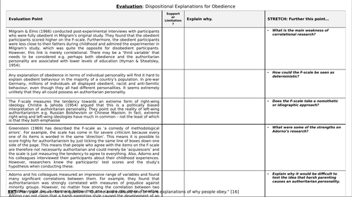 AQA A-Level Psychology - DISPOSITIONAL EXPLANATIONS FOR OBEDIENCE ...