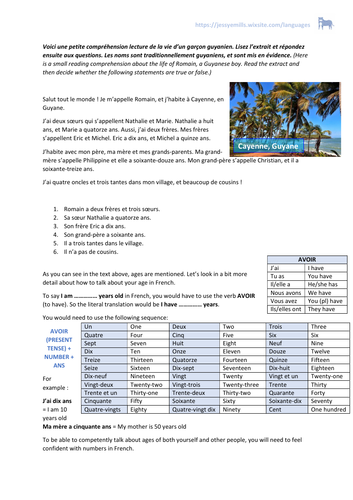 French Reading Comprehension - Family Members | Teaching Resources