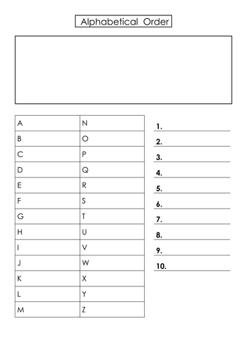 Alphabetical Ordering of ten words with different beginning letters ...