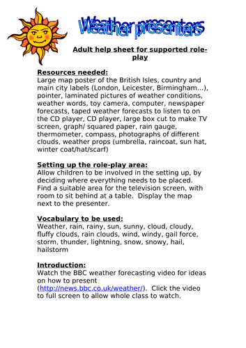 WEATHER TOPIC RESOURCES KS1 EYFS PLUS WEATHER BOARD AND ROLEPLAY ...