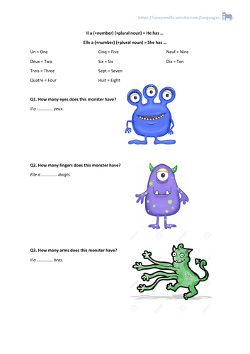 KS2 French Worksheet - Body parts | Teaching Resources