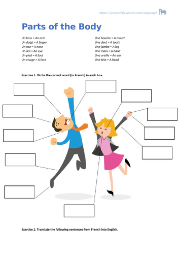 French Worksheet - Parts of the body | Teaching Resources