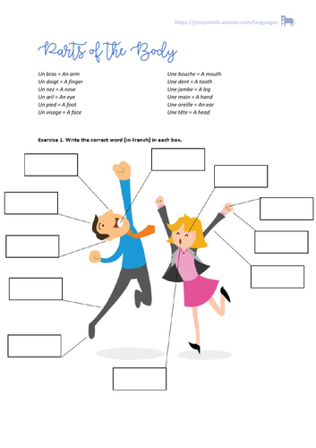 French Worksheet - Parts of the body | Teaching Resources