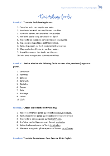 French Worksheet - Food and drink | Teaching Resources