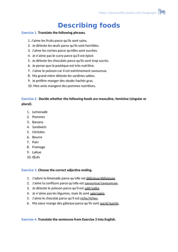 French Worksheet - Food and drink | Teaching Resources