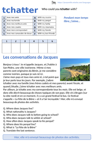 French Worksheet - Free Time | Teaching Resources