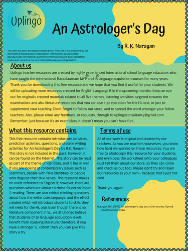 EAL/ ESL Literature Task (also suitable for IBDP Language B) | Teaching ... EAL/ ESL Literature Task (also suitable for IBDP Language B) | Teaching ...